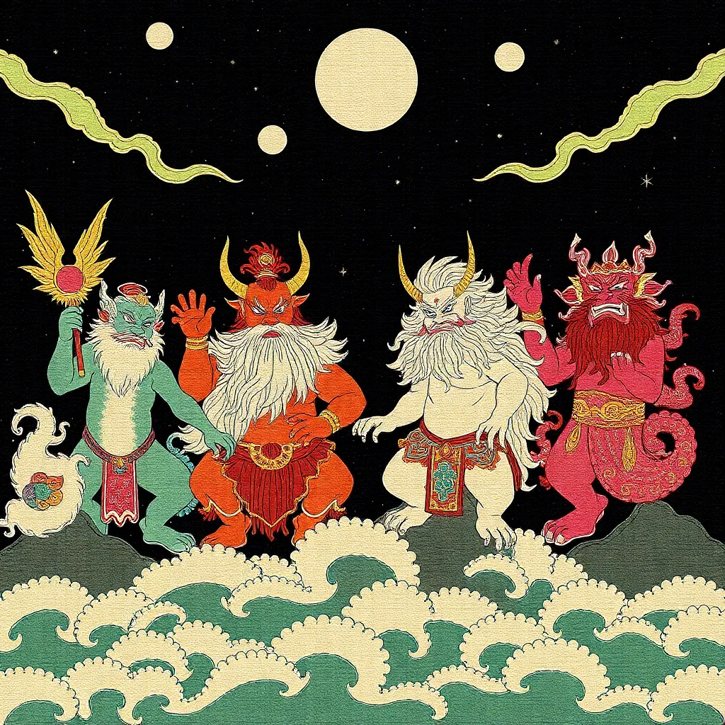 The Four Great Gods: A Tapestry of Legends - Japanese Mythology